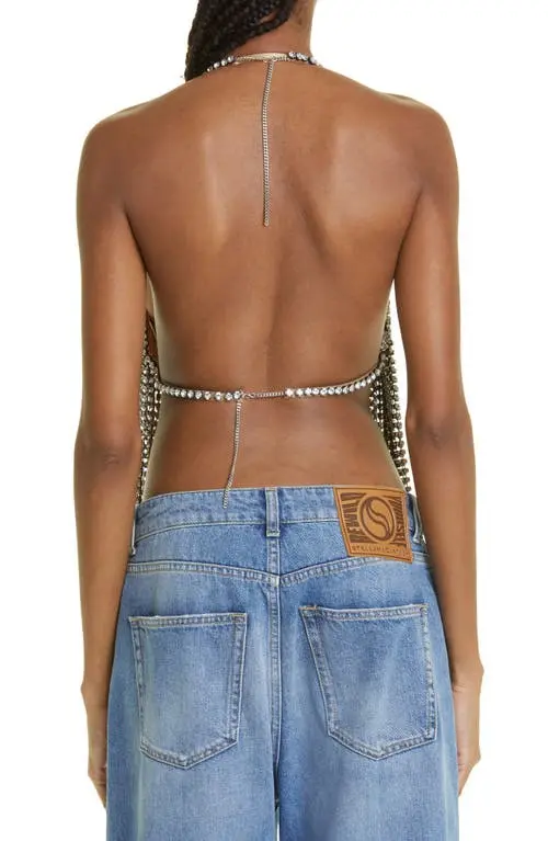 Stella Mccartney Crystal Draped Halter Bra Top In 8300 Crystal